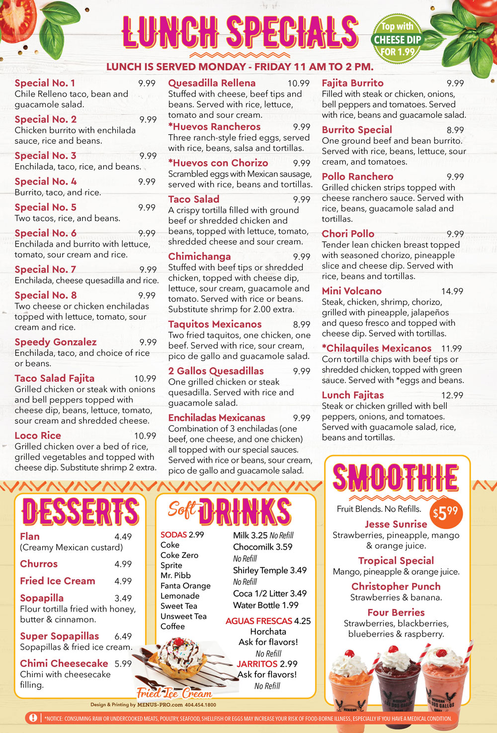 Menu – Los Dos Gallos