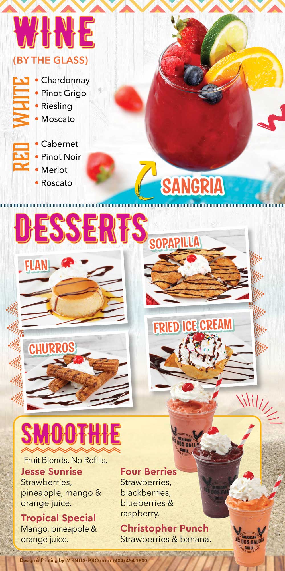 Drink Menu – Los Dos Gallos